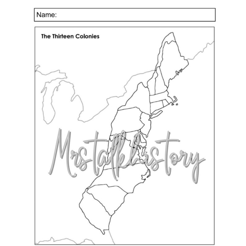 13 Original Colonies, United States, Geography, Social Studies, Student ...