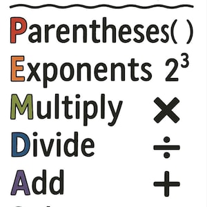 Math, PEMDAS, Order of Operations, Poster, Anchor Chart, Middle School ...