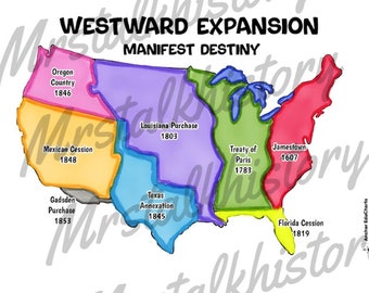Manifest Destiny Westward Expansion Map