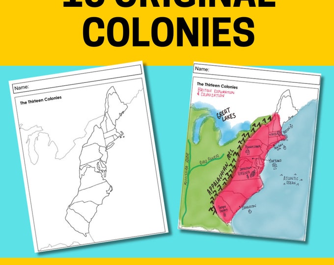 13 Colonies Map Collaborative Poster With Extension Activity, Door ...