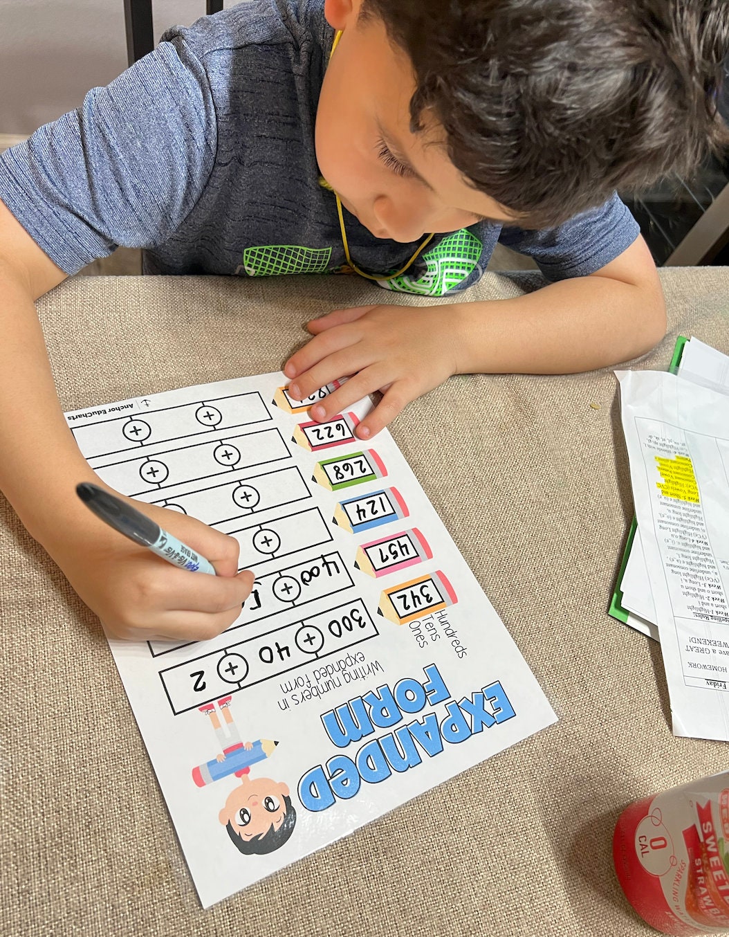 Expanded Form, Letter Size, Laminated Student Handouts, Re-useable, Dry ...