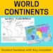 World Continents, Geography, Social Studies, Student Handouts, Key ...