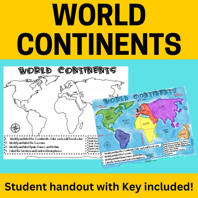World Continents, Geography, Social Studies, Student Handouts, Key ...