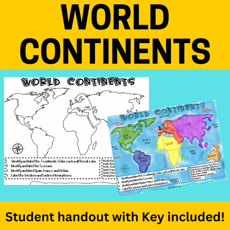 Continents and World - Etsy
