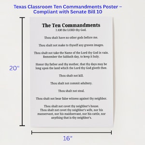 Texas Classroom Ten Commandments Poster – Compliant With Senate Bill 10 ...