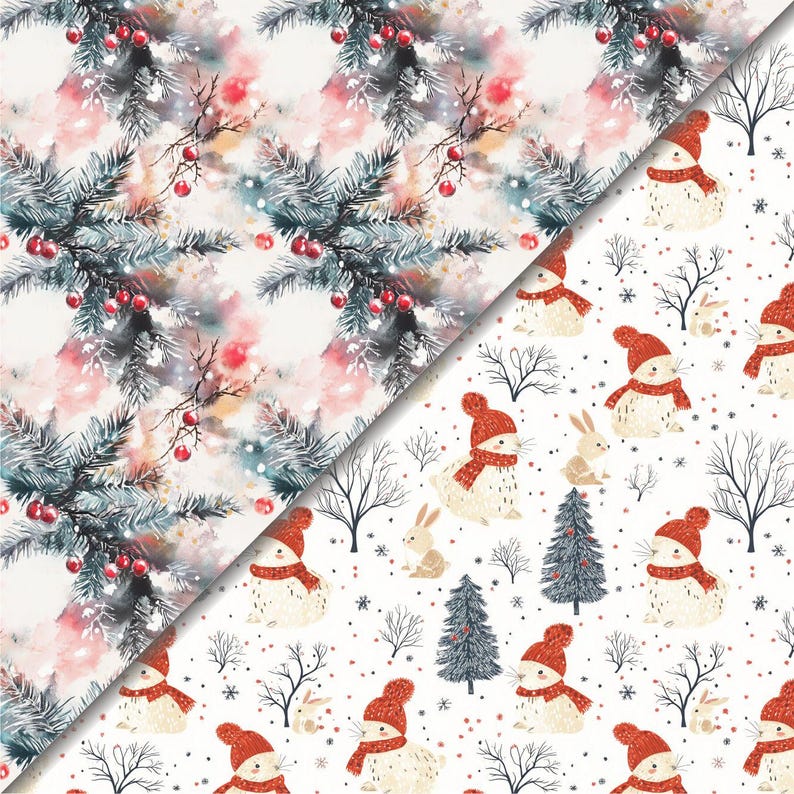 Christmas Digital Paper Pack, Winter Holiday Patterns, Festive ...
