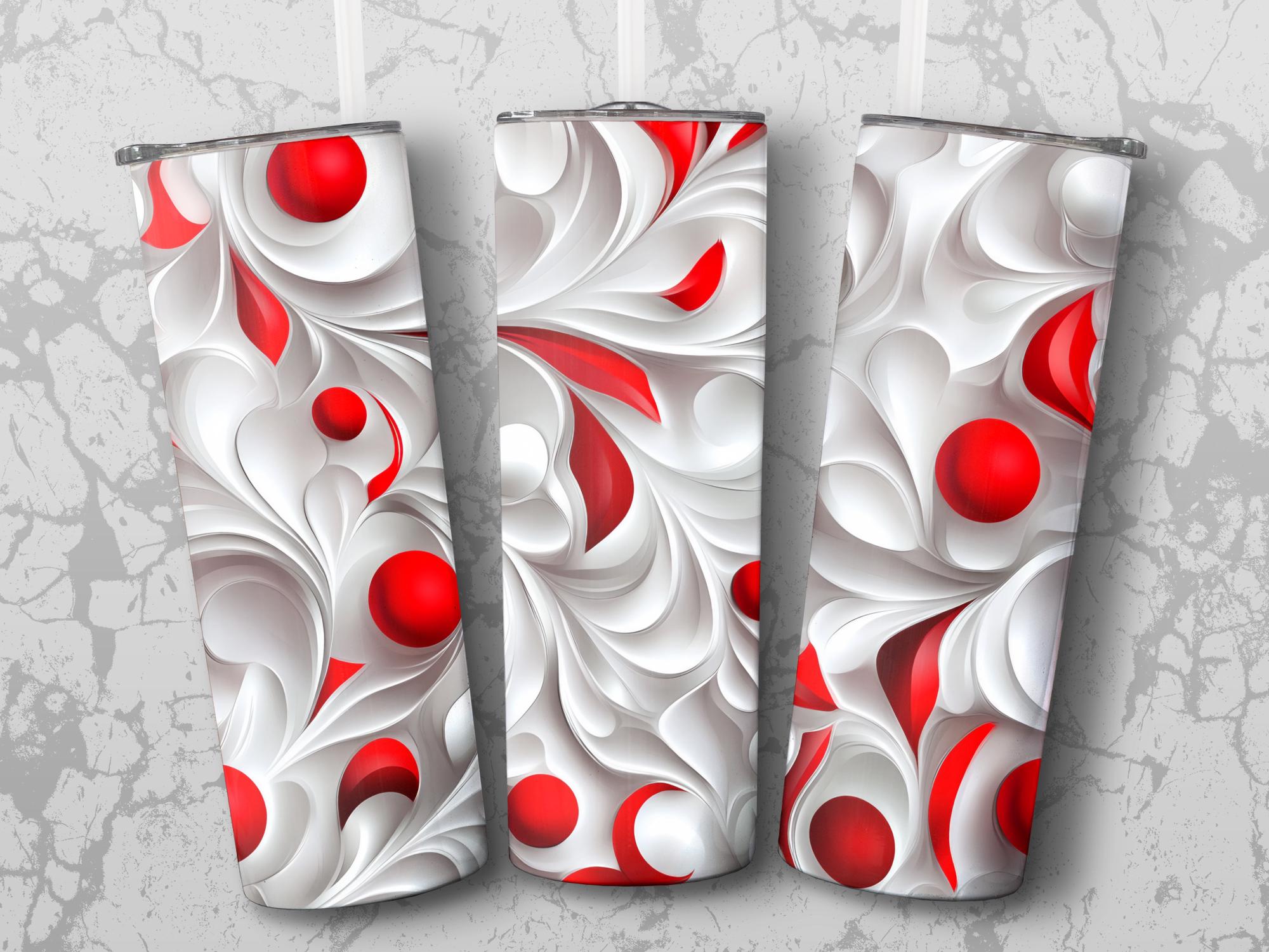 3D Abstract Red White Gray Swirl Pattern Digital Download for Tumblers Cups Wall Art Instant ...
