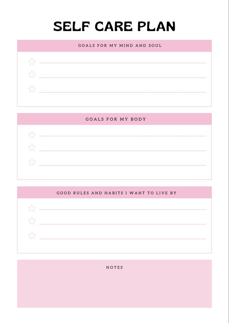 Self Care Planner - PRINTABLE - Etsy