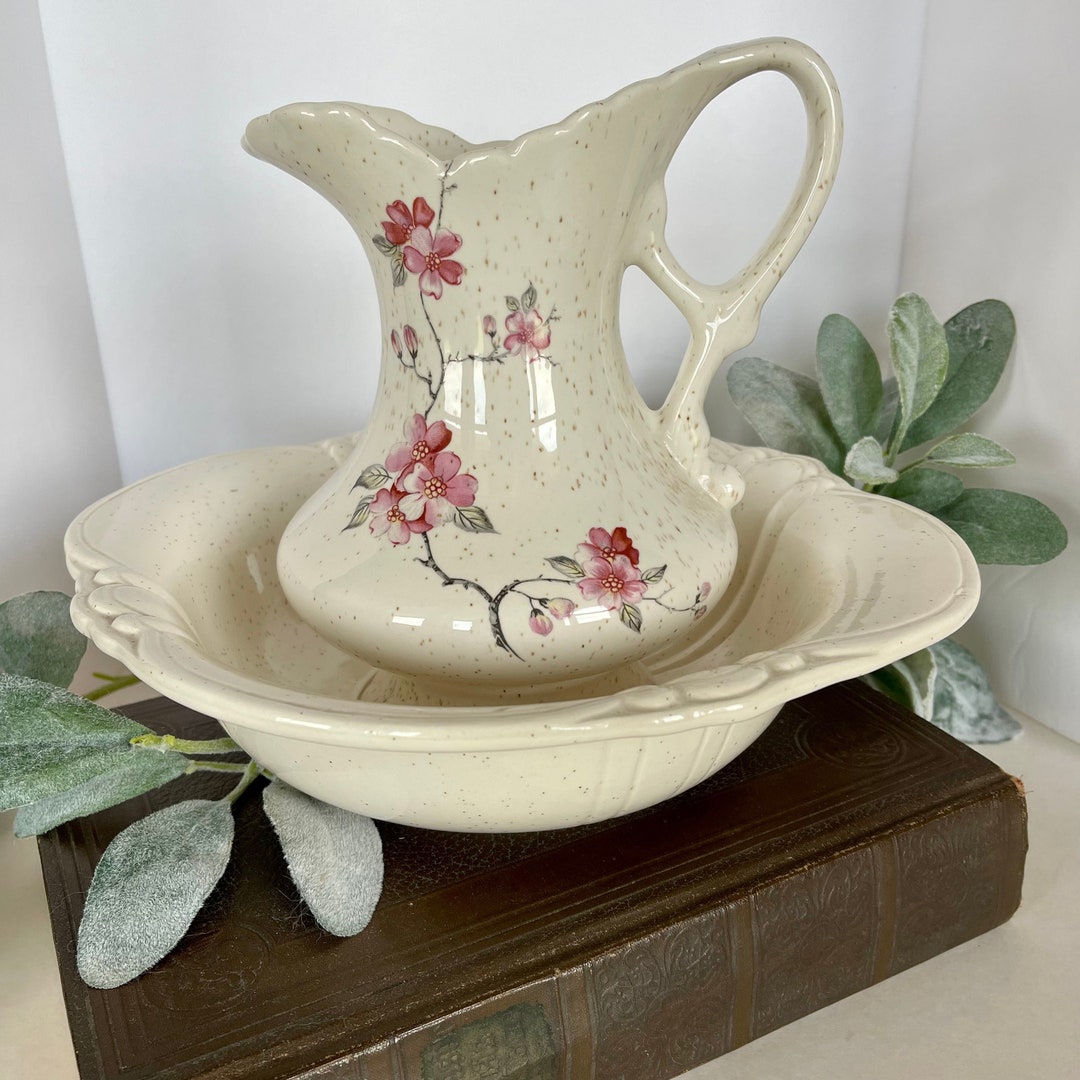 Vintage Treasure Craft Pitcher Bowl Ceramic Pottery Set - Etsy