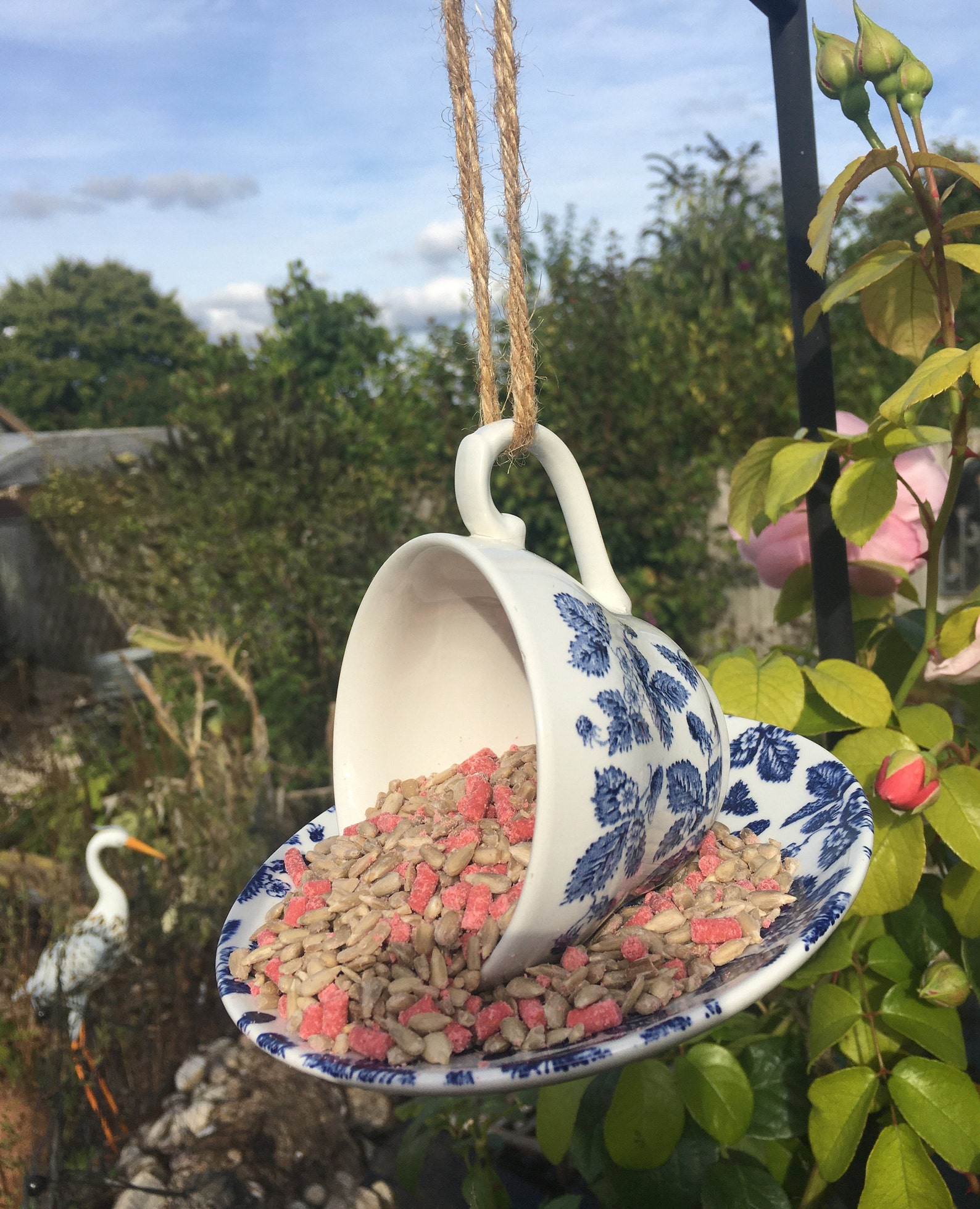 Handmade Upcycled Tea Cup and Saucer Garden Bird Feeder - Etsy