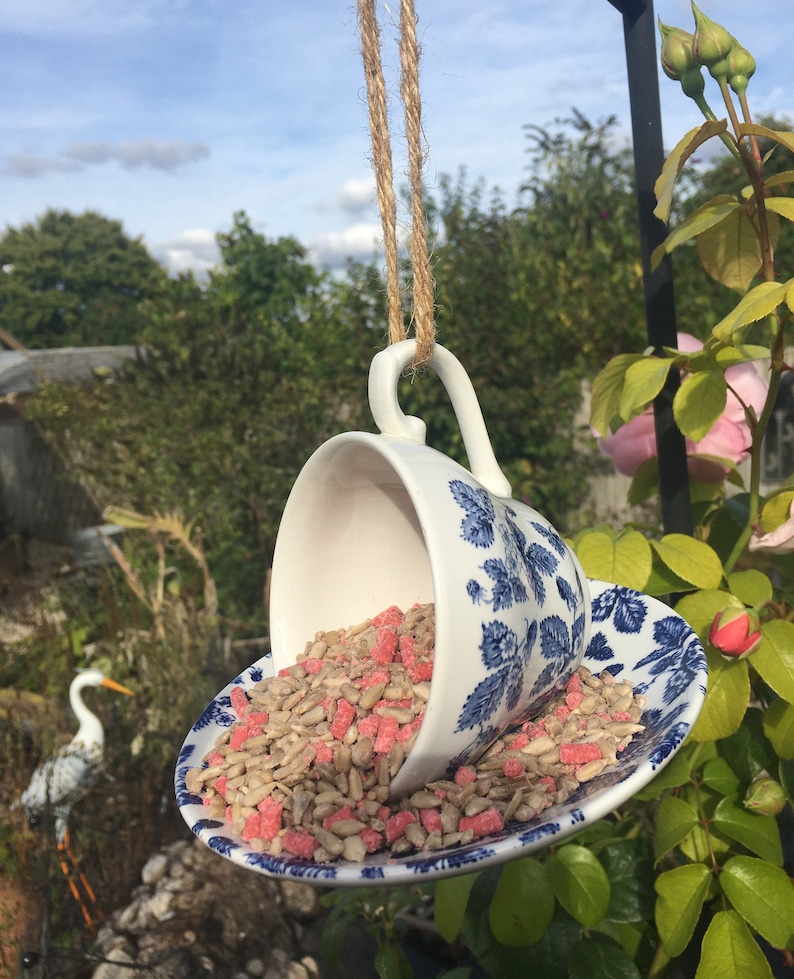 Handmade Upcycled Tea Cup and Saucer Garden Bird Feeder - Etsy