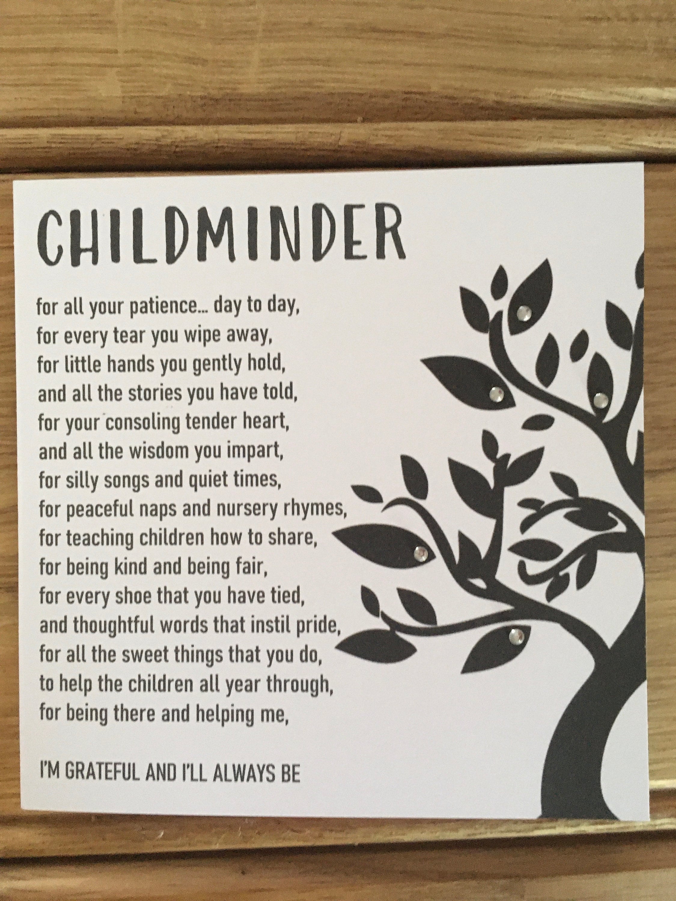 Thank You Childminder Cards - Etsy UK