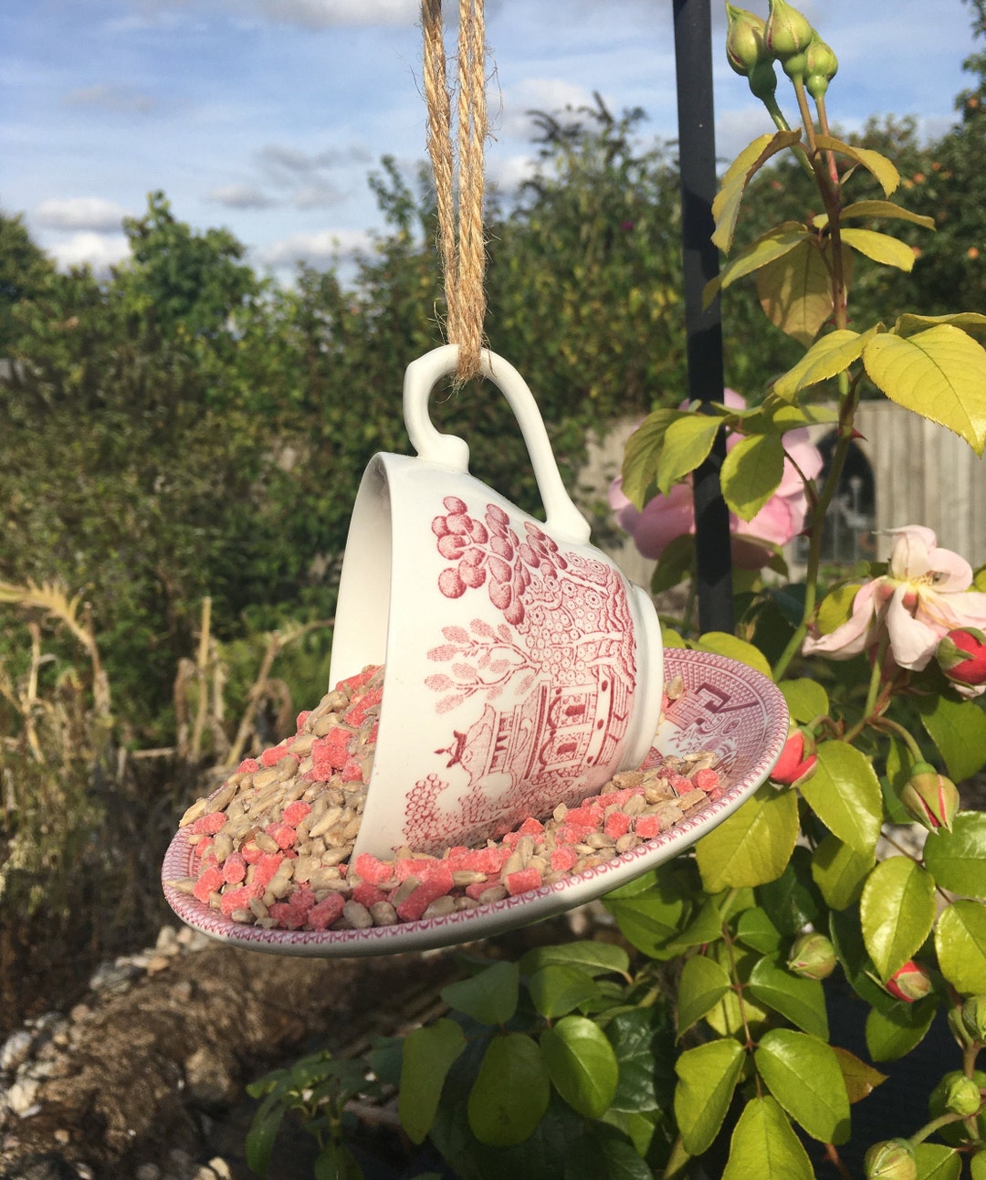 Handmade Upcycled Tea Cup and Saucer Garden Bird Feeder - Etsy UK