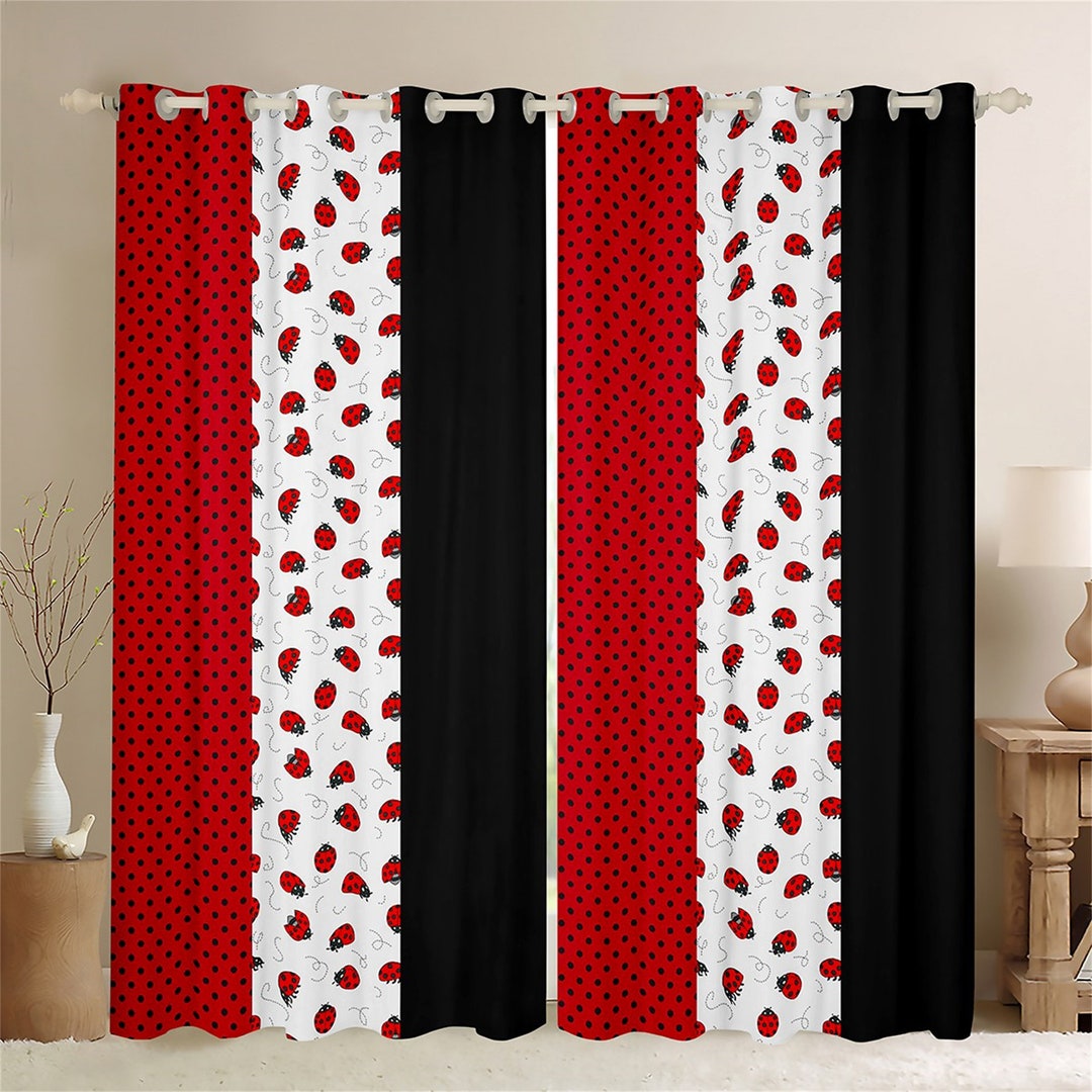Cartoon Ladybug Handmade Window Curtain Set, Cute Jungle Wild Animal ...