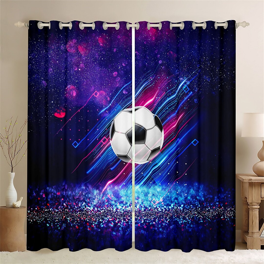 Football/soccer Window Curtains, 3D Print Ball Sporting Game Curtain ...