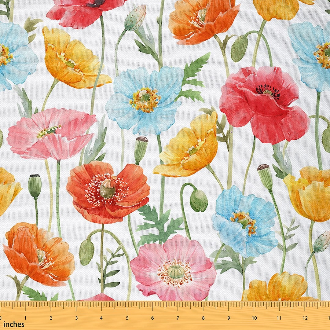 Watercolor Flower Fabric by the Yard Spring Garden Botanical - Etsy