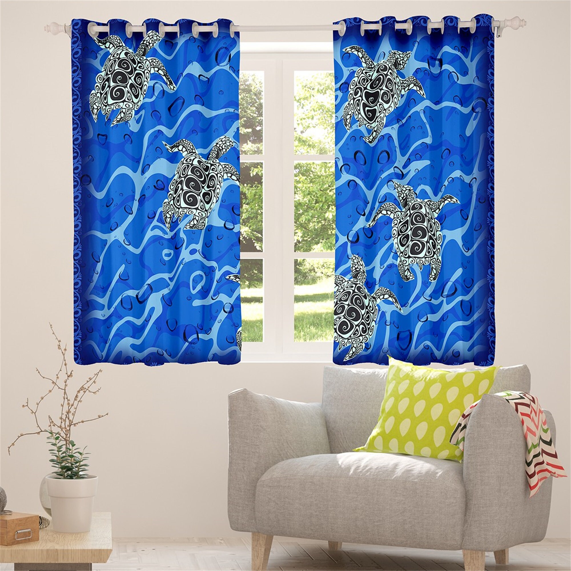 Handmade Sea Turtle Window Curtains Ocean Animal Window - Etsy