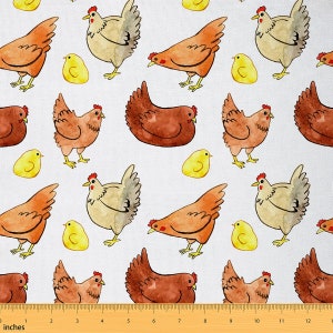 Rustic Chicken Hen Polyester Fabric by the Yard, Farm Animal Rooster ...