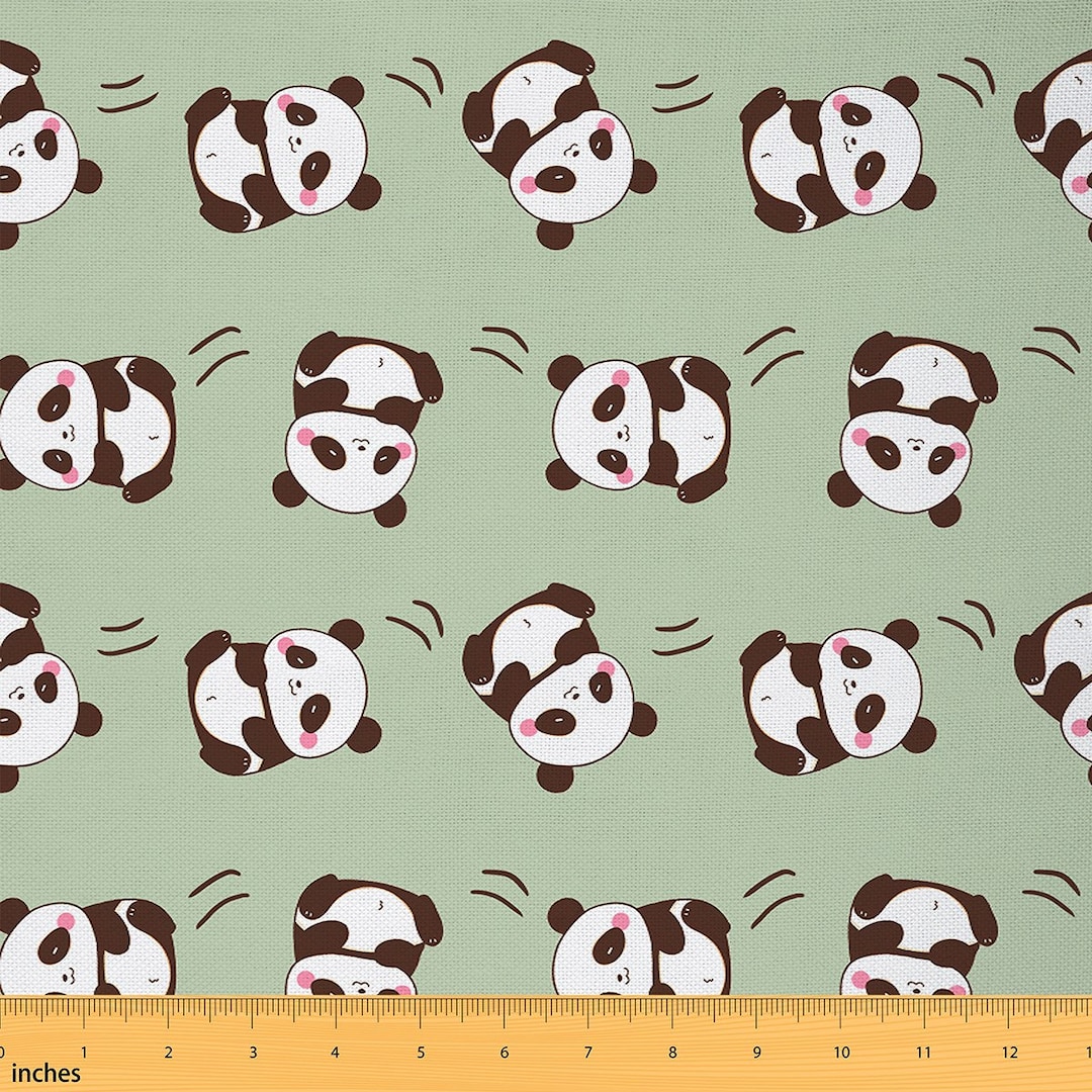 Cartoon Panda Fabric by the Yard, Cute Rare Animal Fabric for ...