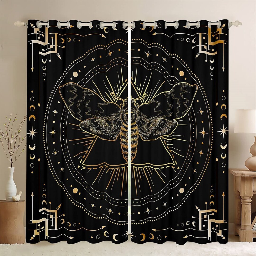 Gothic Moth Handmade Window Curtains Bohemian Mandala Moth - Etsy
