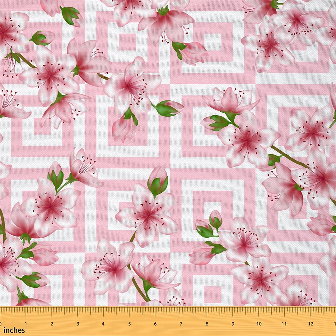 Cherry Blossom Upholstery Fabric by the Yard, Watercolor Flower ...