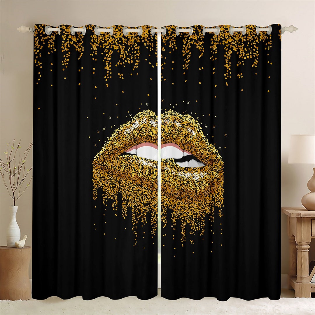 Lip Mouth Luxury Handmade Window Drapes, Bling Polka Dot Window ...