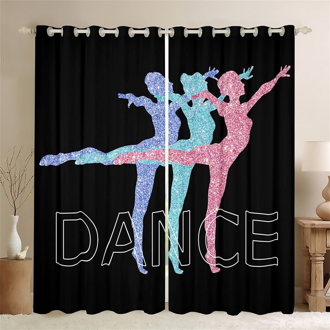 Ballet Window Curtains, Dance Art Window Drapes for Girls Women, Dancer ...