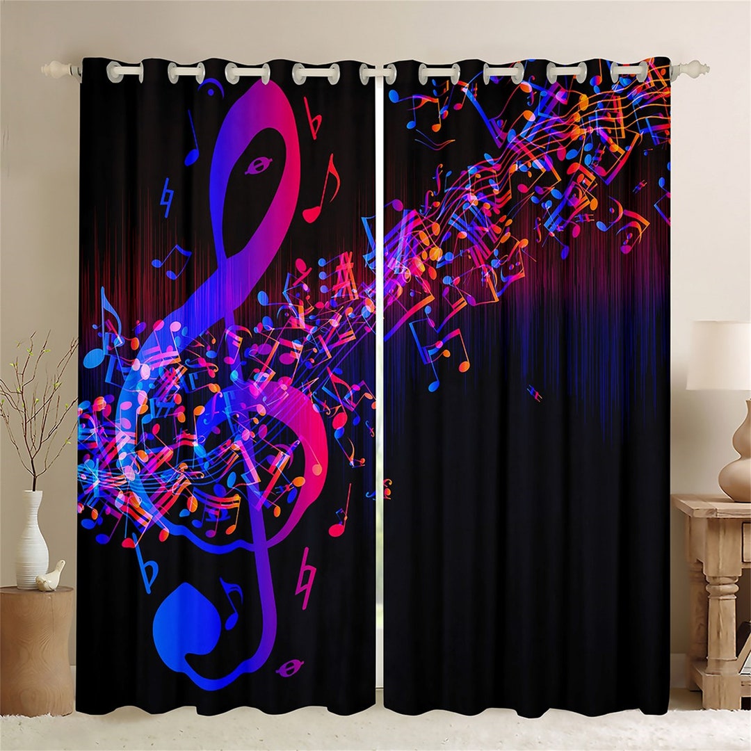 Music Lovers Window Curtains Watercolor Musical Notes Stylish - Etsy