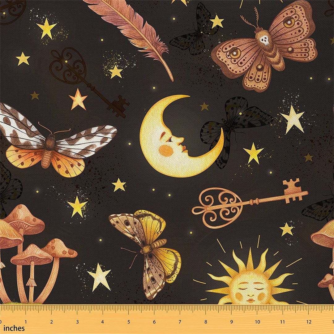 Retro Rustic Moth Fabric by the Yard Jungle Animal Mushroom - Etsy