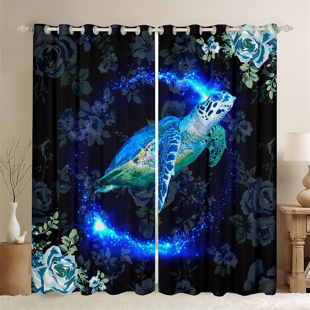 Sea Turtle Window Curtain Set Marine Life Ocean Animal Window - Etsy