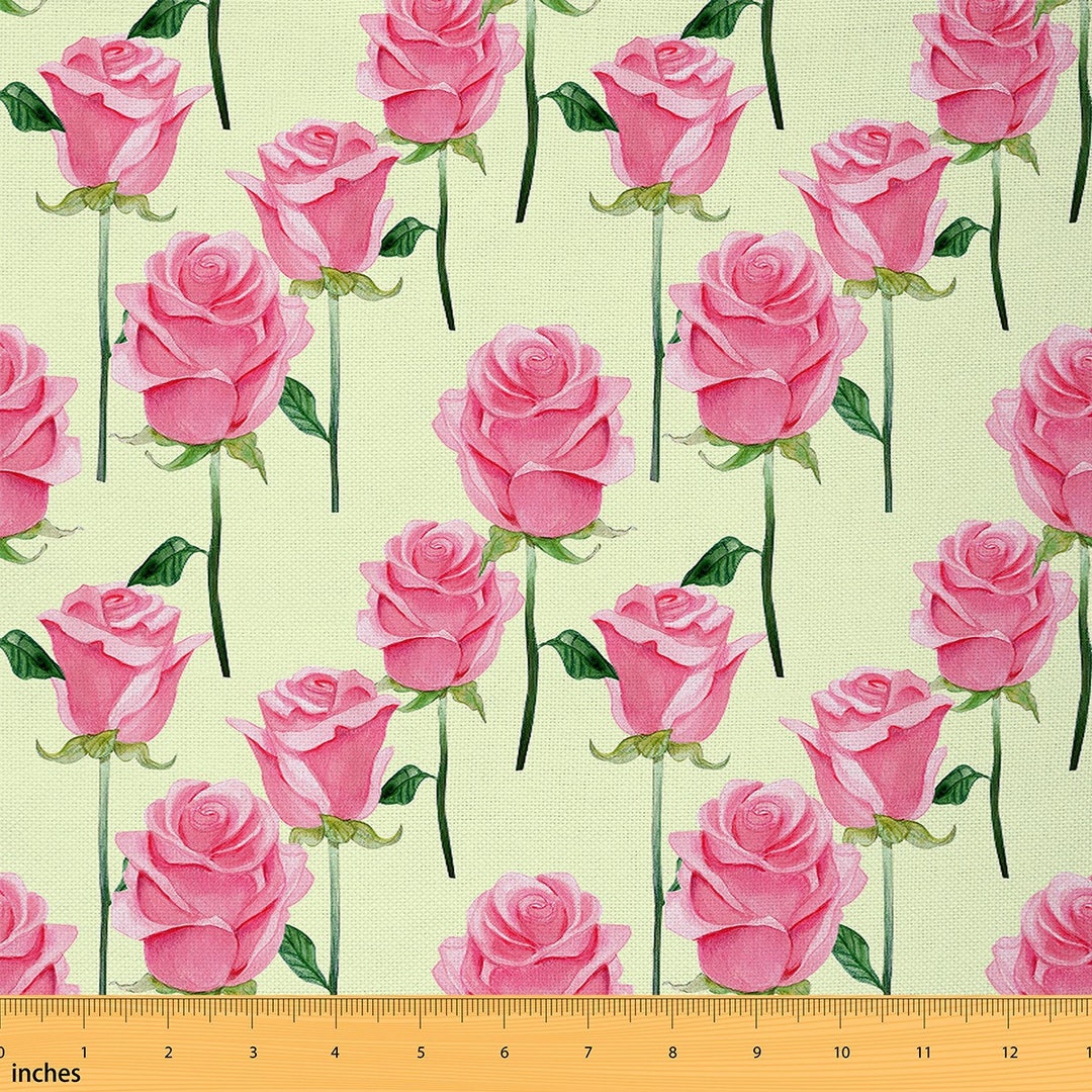 Pink Roses Polyester Fabric by the Yard Nature Botanical - Etsy
