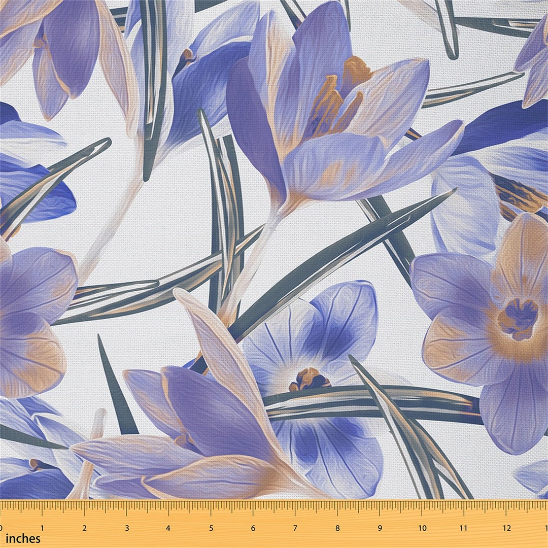 Purple Flowers Fabric by the Yard, Watercolor Floral Paint Polyester ...