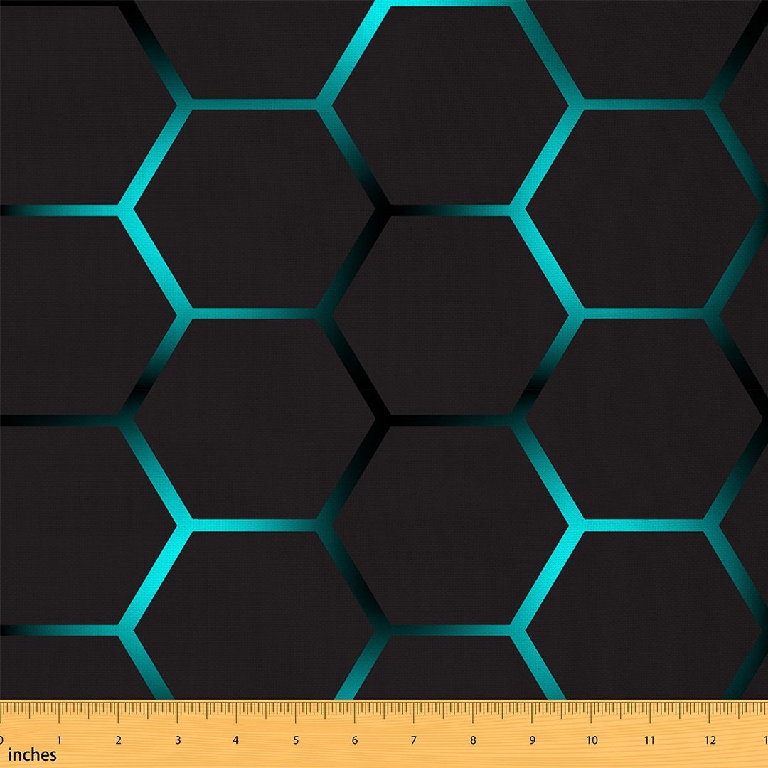 Honeycomb Polyester Fabric by the Yard, Geometric Hexagon Abstract ...