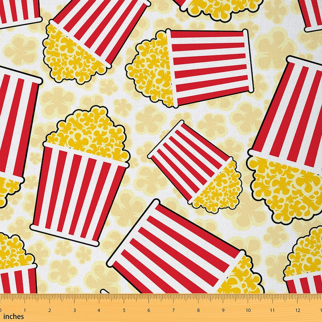 Popcorn Polyester Fabric by the Yard, Sweet Snack Movie Food Sewing ...