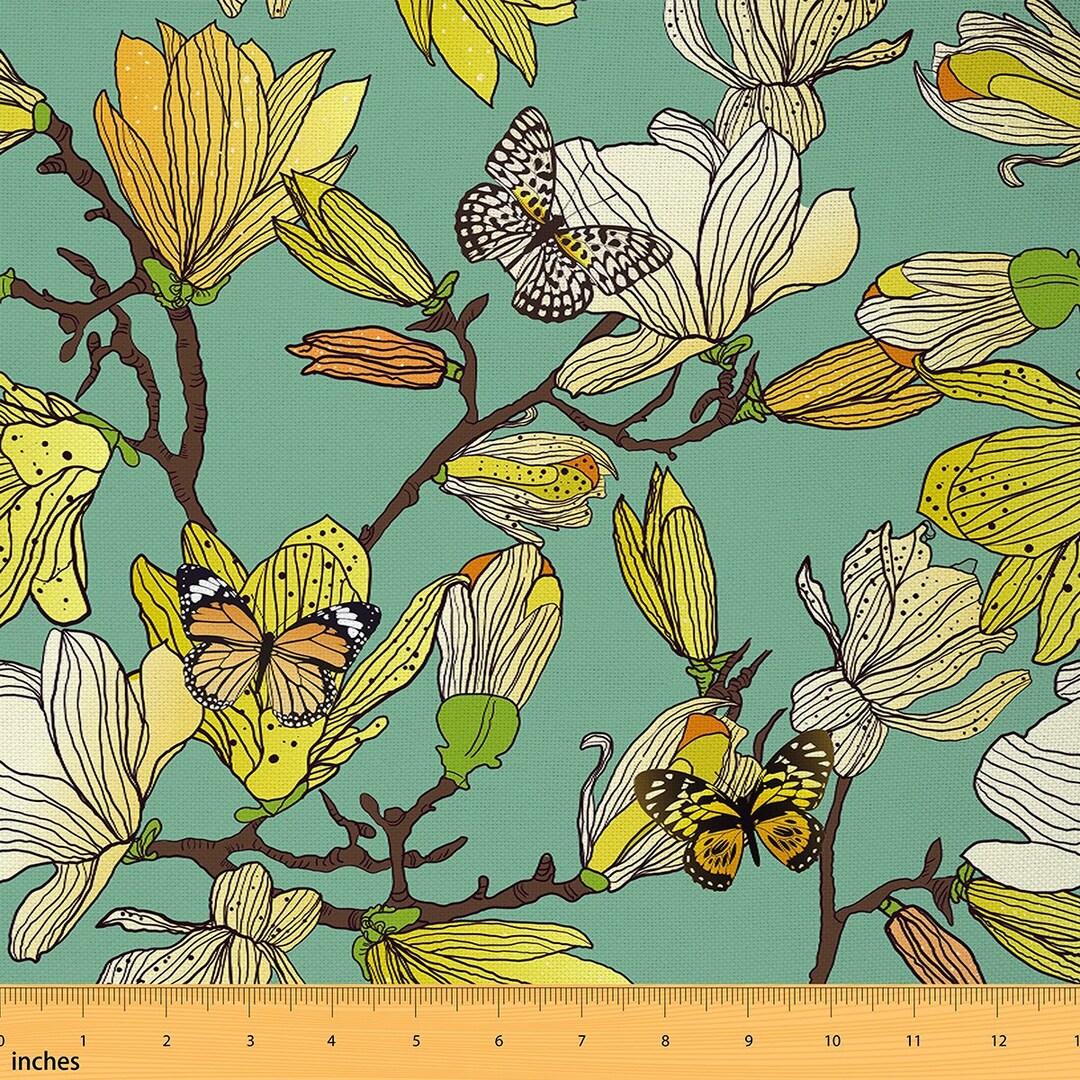Rustic Flowers Polyester Fabric by the Yard Nature Botanical - Etsy