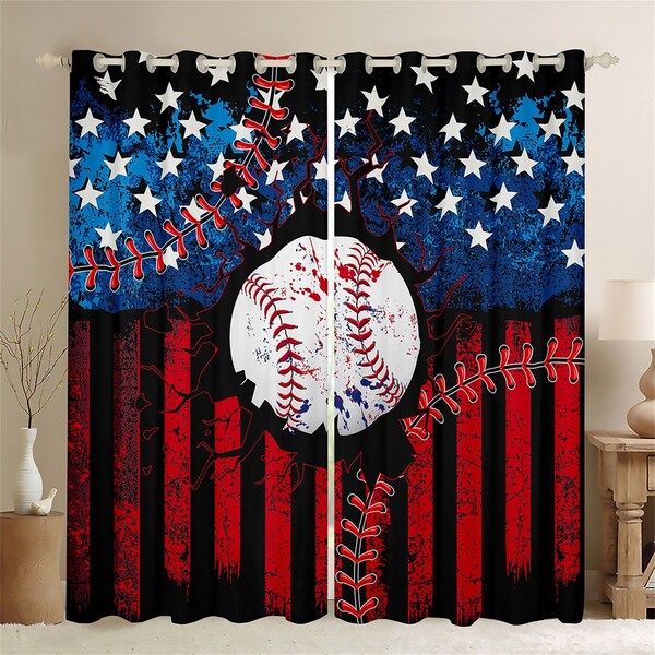 Baseball Curtains - Etsy