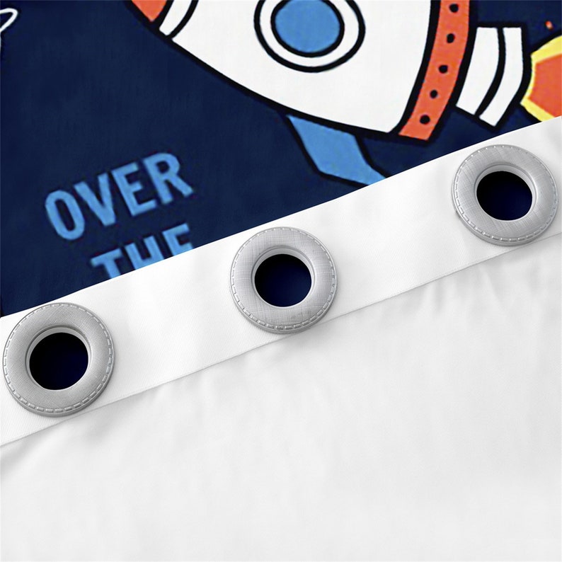 Cartoon Rocket Planet Graffiti Window Curtains Starry Galaxy - Etsy