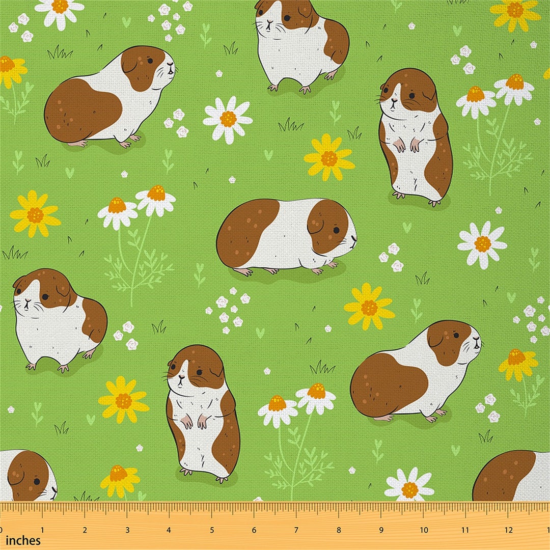Guinea Pig Handmade Fabric by the Yard, Rustic Wild Animal Polyester ...