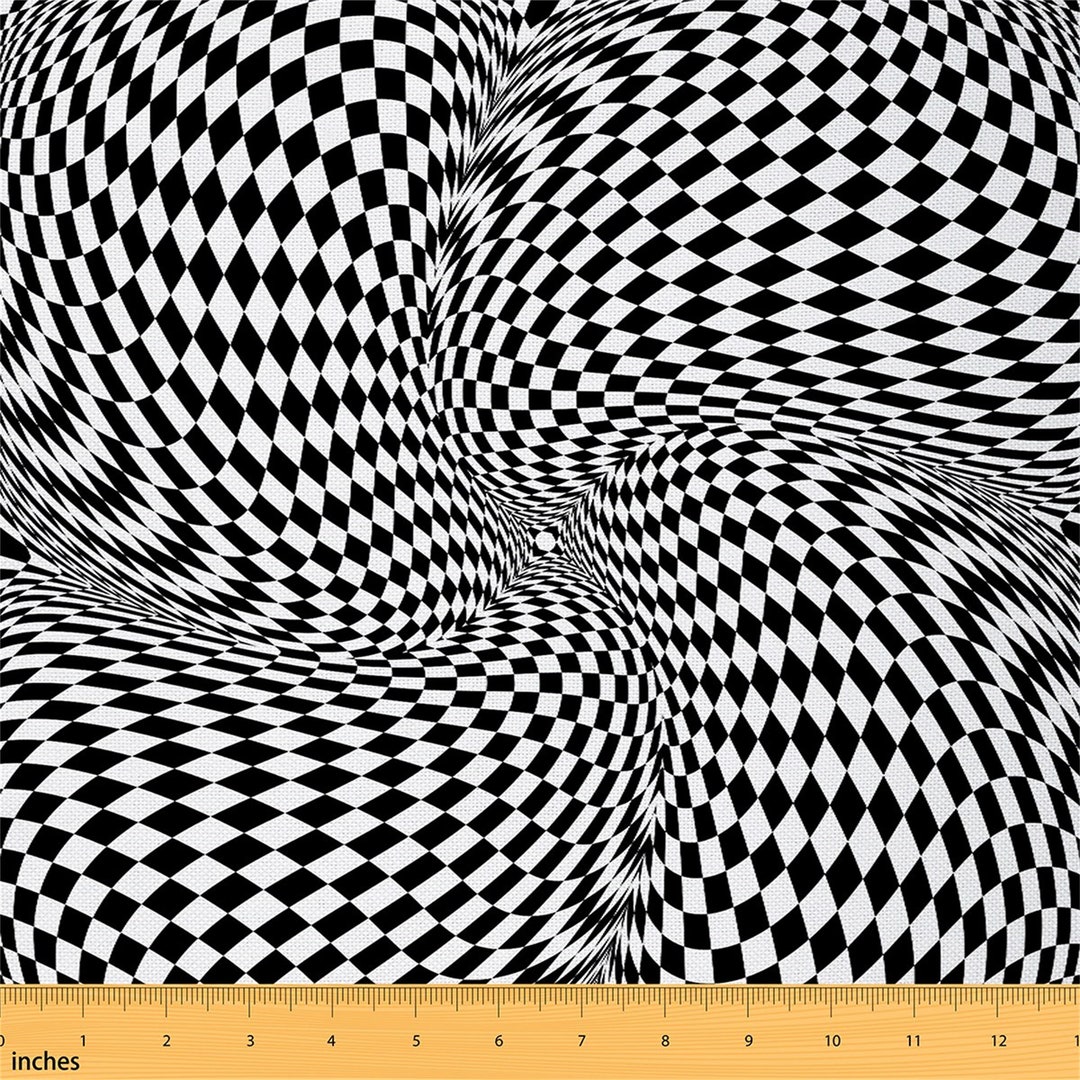 Geometry Polyester Fabric by the Yard, Abstract Plaid Swirl Fabric for ...