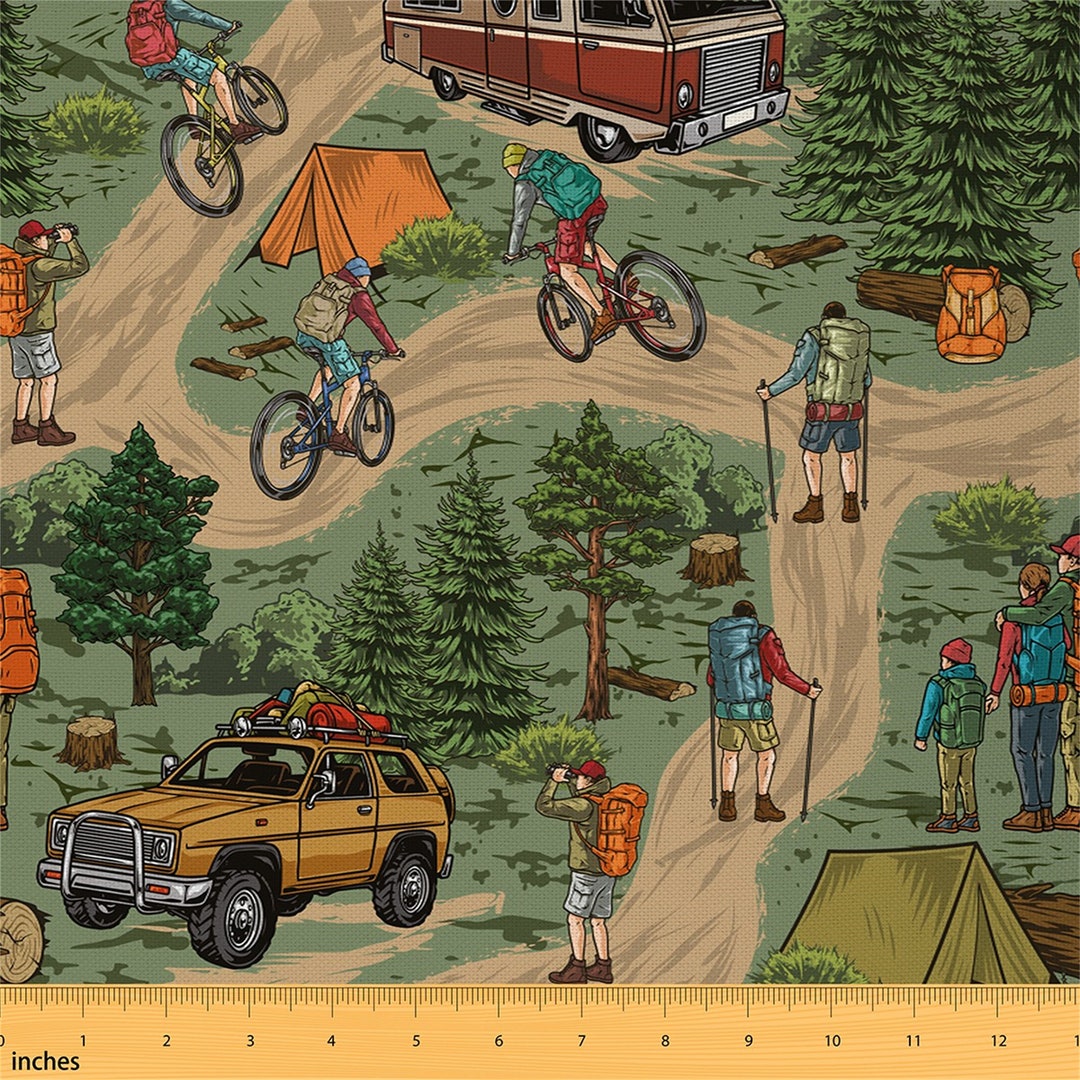 Nature Adventure Polyester Fabric by the Yard, Wild Climbing Hiking ...