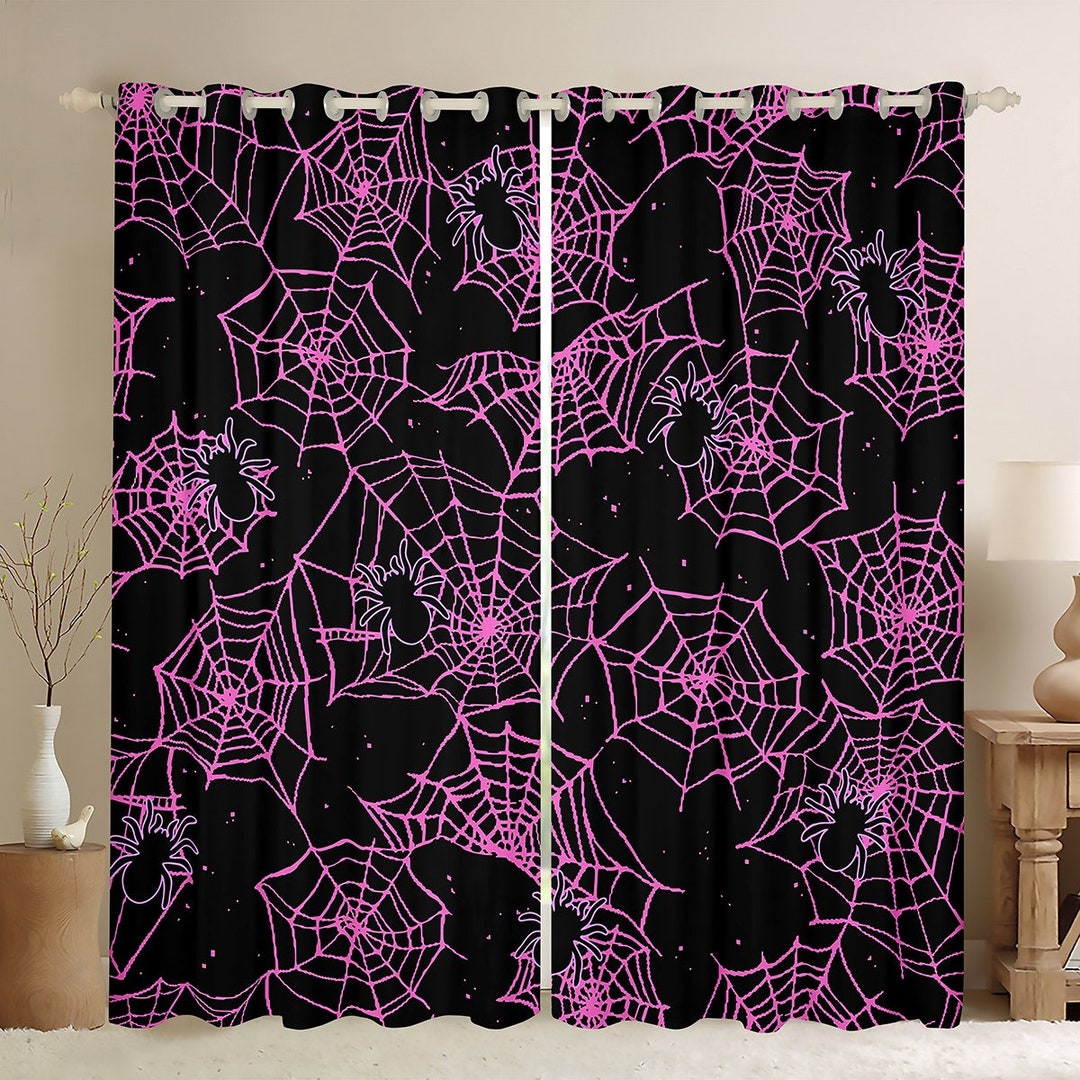 Spider Net Window Curtains, Halloween Animal Spiders Gothic Curtain Set ...