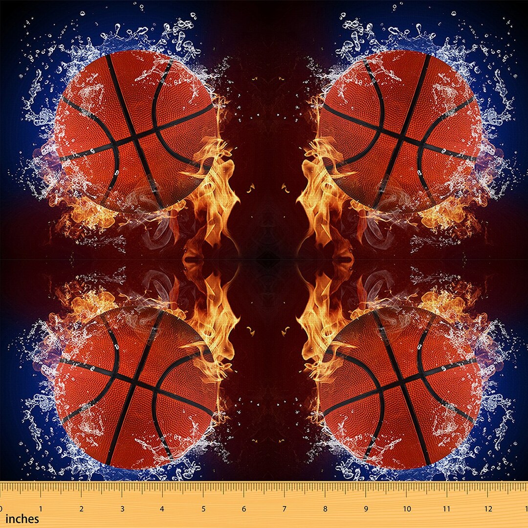 Basketball Polyester Fabric by the Yard, Sports Ball Game Fabric for ...