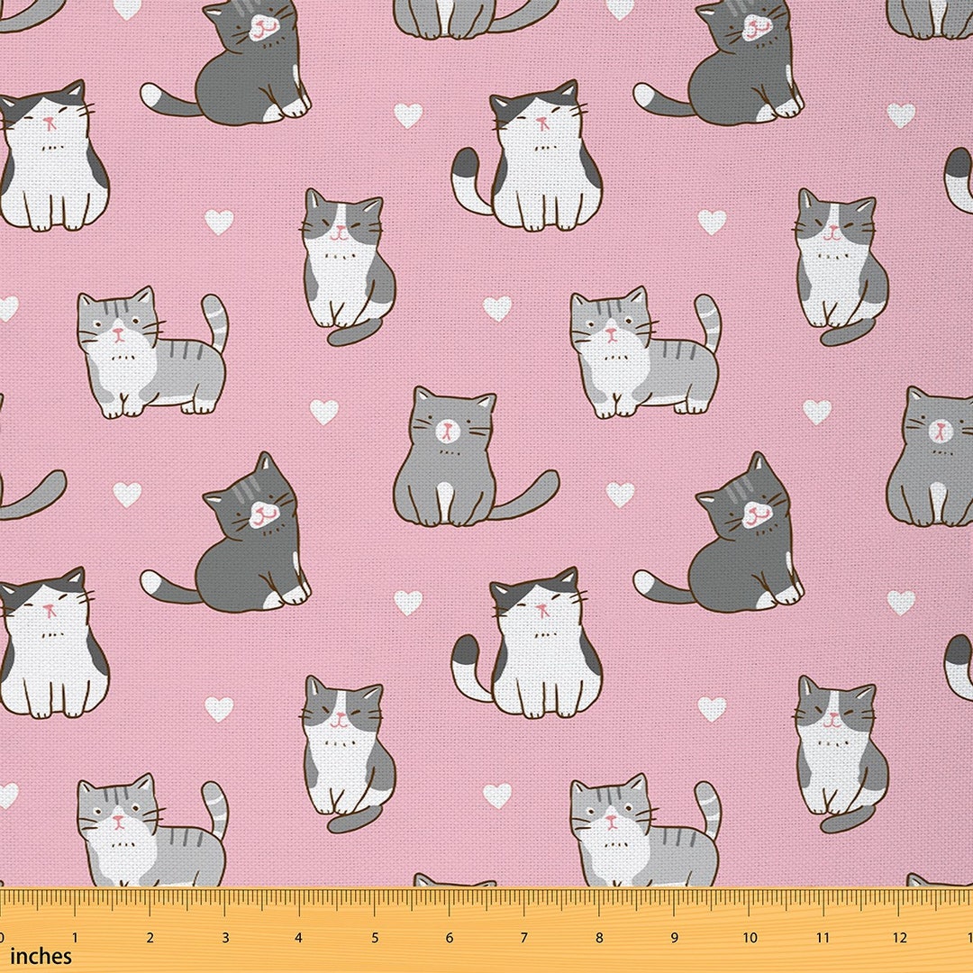 Cartoon Cats Polyester Fabric by the Yard Lovely Pet Animal - Etsy