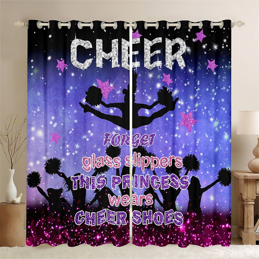 Cheerleaders Window Curtain Set, Gymnastics Dancing Chic Sports ...