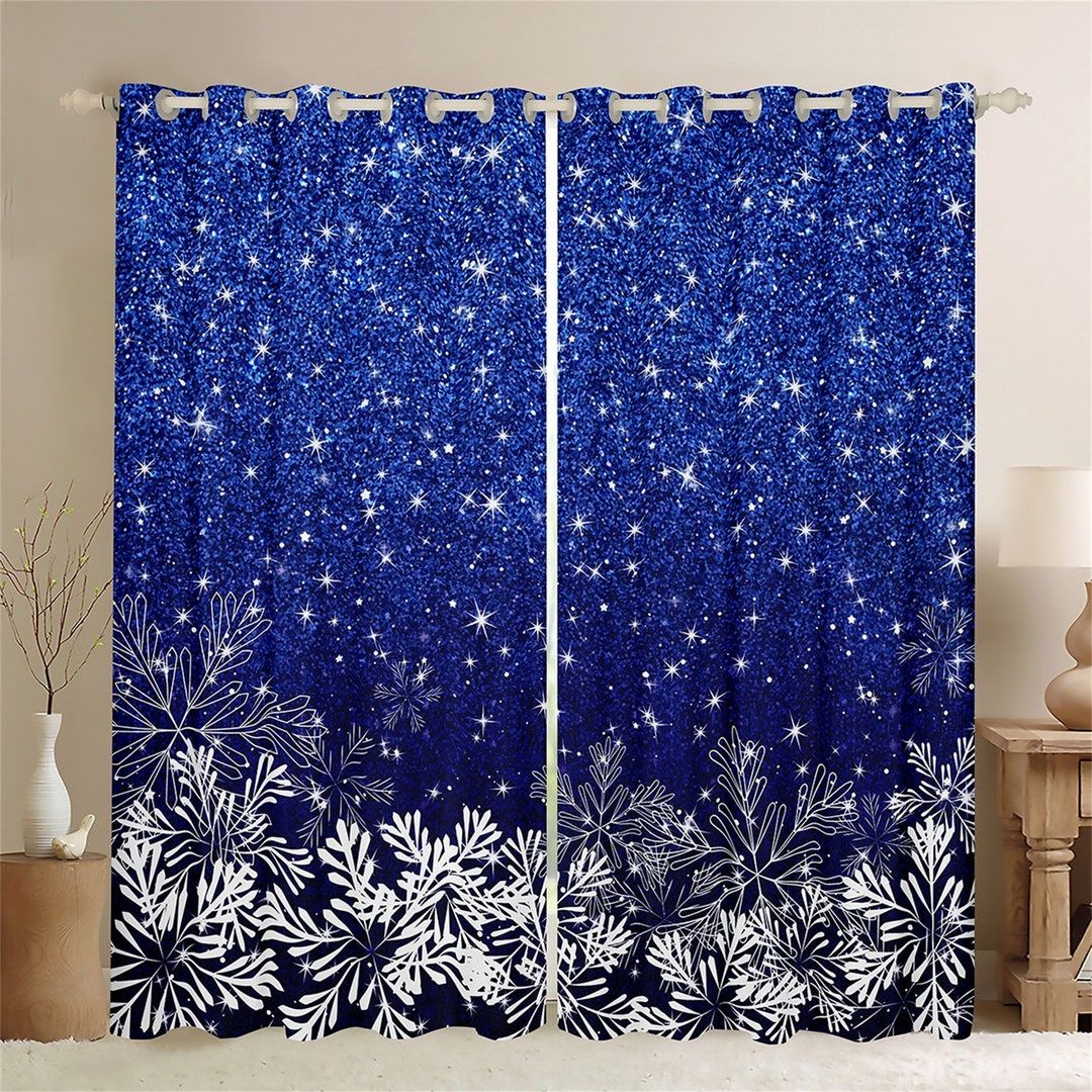Blue Glitter Handmade Window Curtain Sparkling Starry Galaxy - Etsy