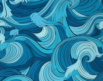 Blue Waves Fabric Stitched Waves by Writtenbykristen Blue Ombre Ocean ...