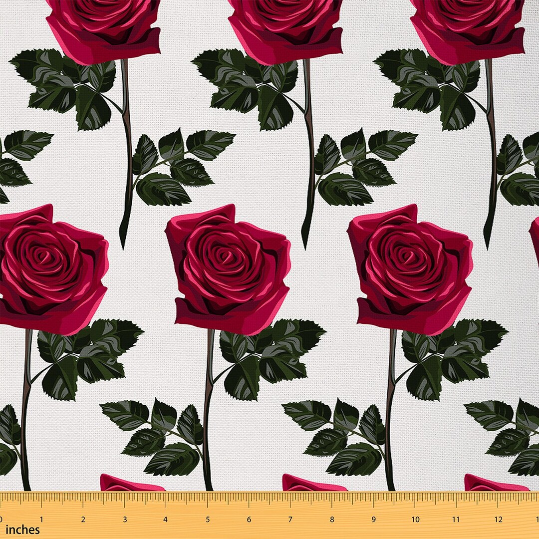 Rote Rosen Polyester Stoff Schüttware, künstlerische blühende Blumen ...
