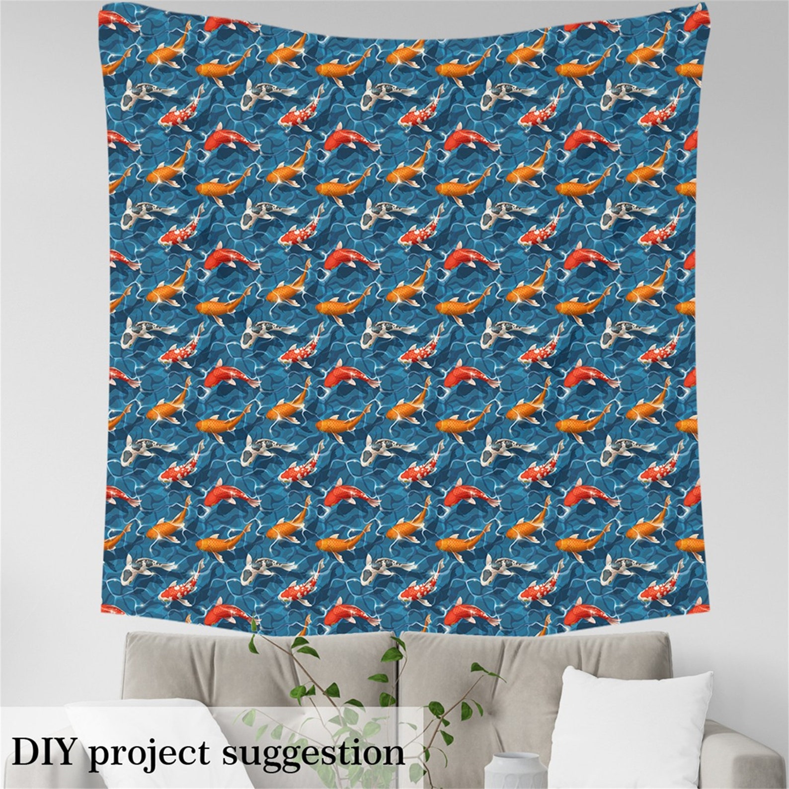 Koi Fish Handmade Polyester Fabric by the Yard Japanese Style - Etsy