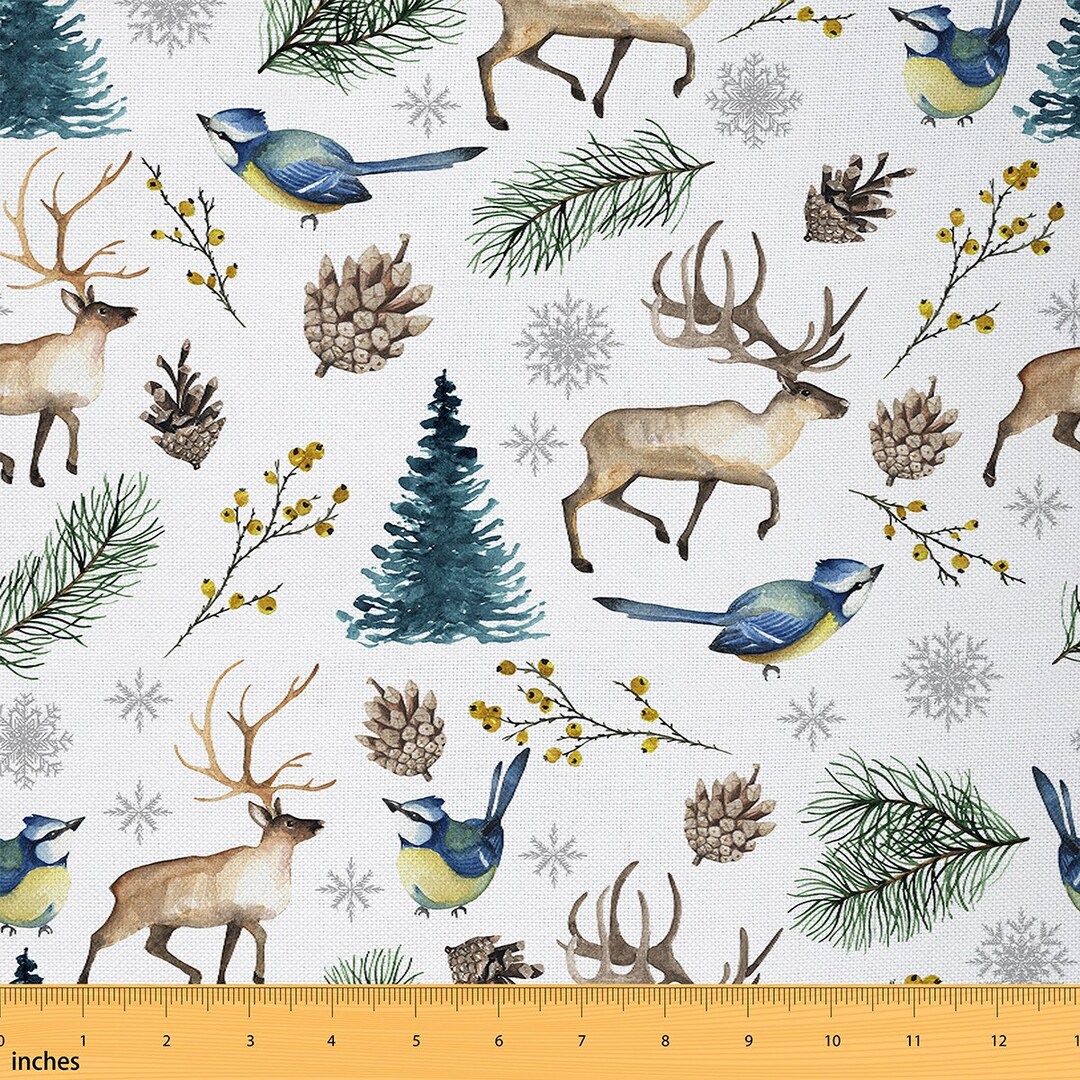 Jungle Animal Fabric by the Yard, Wild Deer Bird Fabric for Upholstery ...
