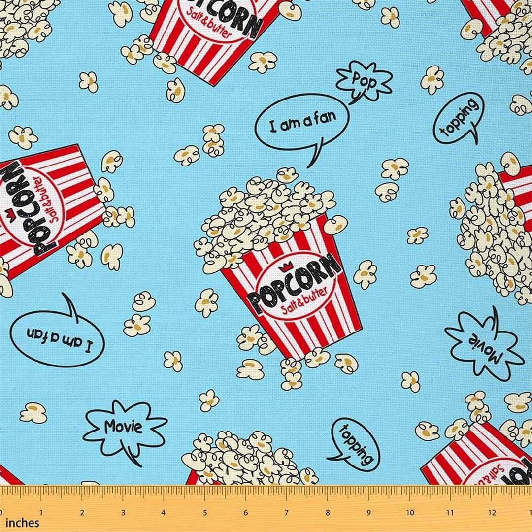 Popcorn Fabric by the Yard, Movie Theme Sweet Food Polyester Fabric for ...